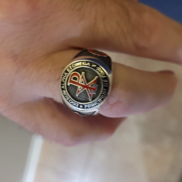 Chi Rho Ring Chi-rho Signet Ring Jesus Alpha Omega Catholic Church ...