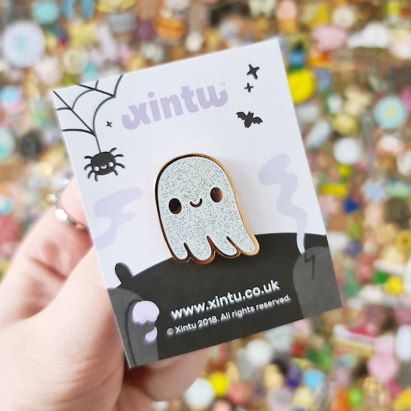 Glitter Ghost Enamel Pin - Etsy