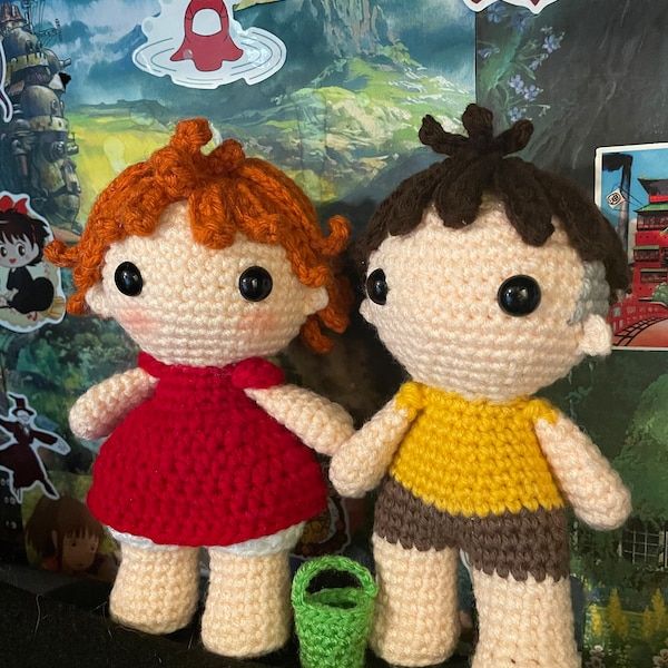 PDF: Ponyo & Sosuke Amigurumi - Crochet Pattern by Crochelandia - Etsy