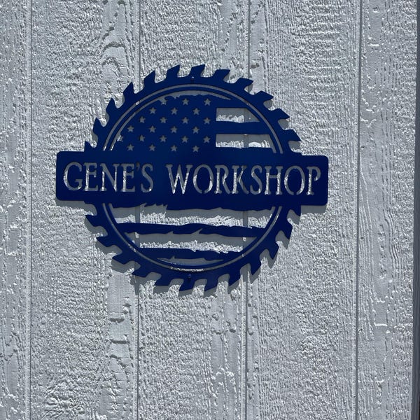 Custom American Flag Workshop Sign | Metal Shop Sign | Free Shipping ...
