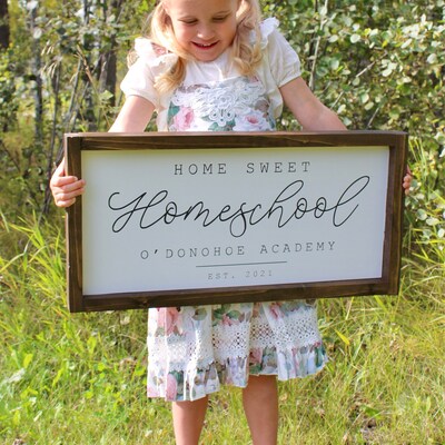 Home Sweet Homeschool Personalized, Hand Painted, Rustic Wood Sign ...