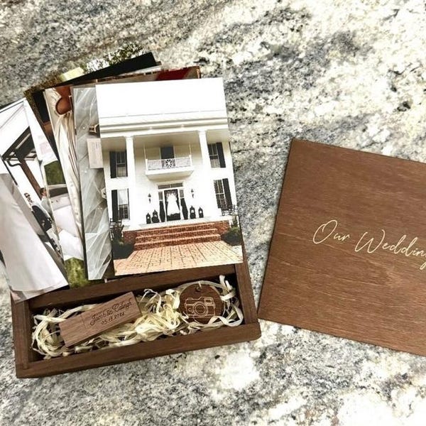 4x6 Wood Print Box | 4x6 Photo Box for Photos and USB Drive (15x10 Cm ...