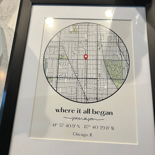 Where We Met Map /where It All Began /couple Map/ Gift for Her/ Gift ...