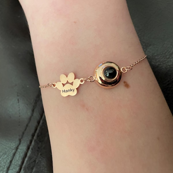 Pet Name Bracelet With Photo, Dog/cat Picture Projection Bracelet for ...