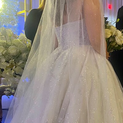 One Tier Glitter Veil With Beaded Edge Shimmering Veil - Etsy