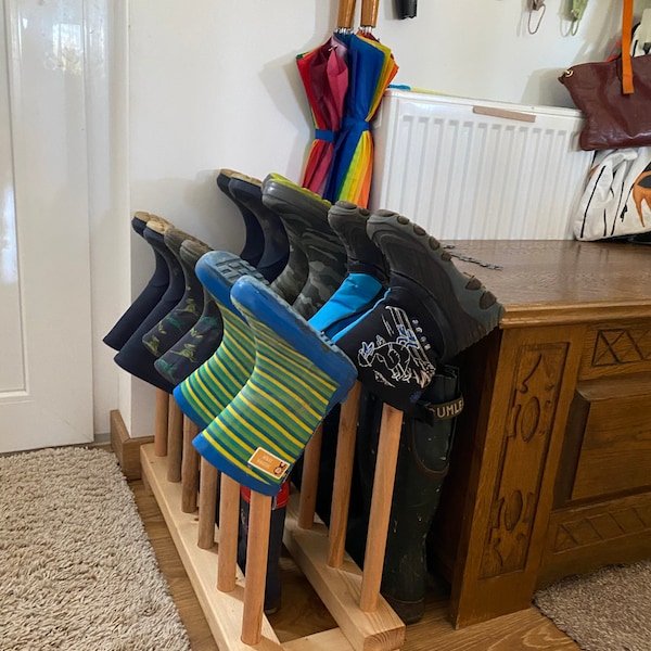 Wooden Wellington, Welly Boot Rack, Classic Welly Boot Storage - Holds ...