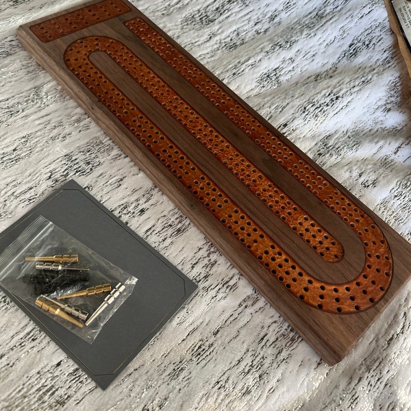 Premium Cribbage Board With Copper Resin Track Inlay | Peg Storage ...