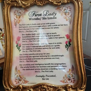 Pastor's Wife First Lady Personalized Appreciation Name Poem Gift Thank ...