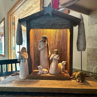 Willow Tree Holy Family Nativity Figurines With Cypress Trees Set of 8 ...
