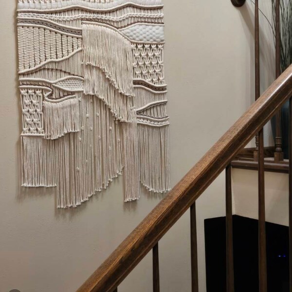 Macrame Wall Hanging Boho Decor Fiber Wall Art Abstract Macrame Long ...