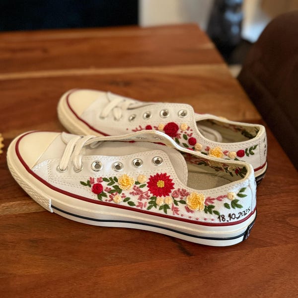 Ghost Garden Embroidered Converse, Custom Converse High Tops, Ghost ...