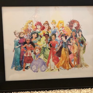 Princess Prints All Princesses Poster Fairy Wall Decor Nursery Art ...