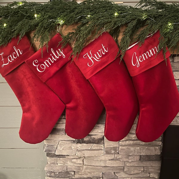 Embroidered - Velvet Christmas Stockings - Design Your Own - Etsy