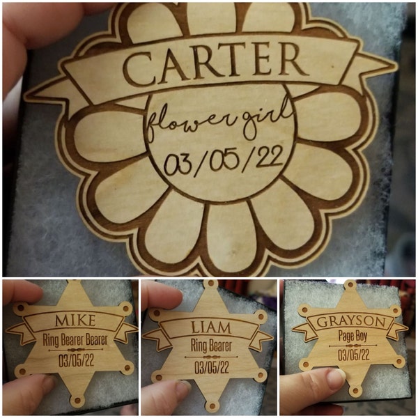 Ring Security Badge, Ring Bearer Badge, Ring Bearer Gift, Wood Name ...