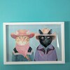Cowboy Cats Art Print - Ginger Cat Cowboys Wall Art - Colorful Eclectic ...