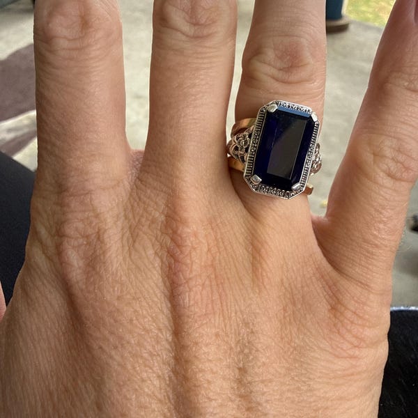 Vintage Natural Amethyst Ring: 24K Gold Finish, 925 Sterling Silver ...