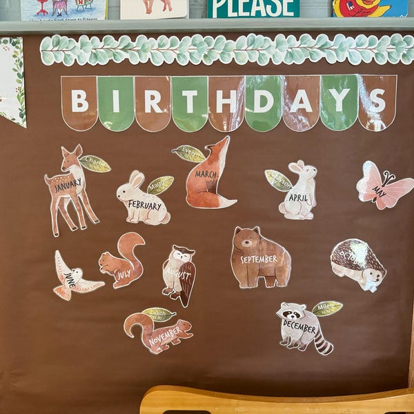 Woodland Birthday Bulletin Board Kit || Birthday Display Bulletin ...