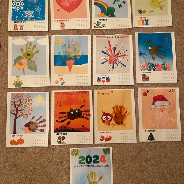 2025 Handprint Calendar, Footprint Handprint Art Craft DIY Gift Child ...