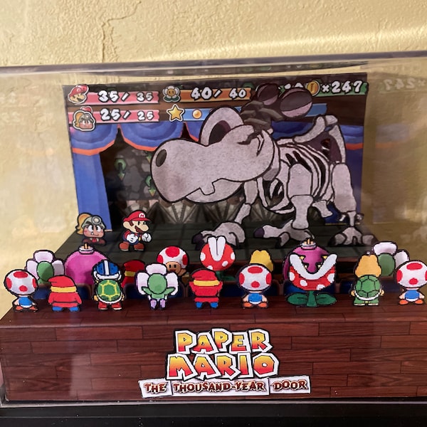 Paper Mario Thousand Year Door 3D Diorama Cube Large Bonetail Fight - Etsy