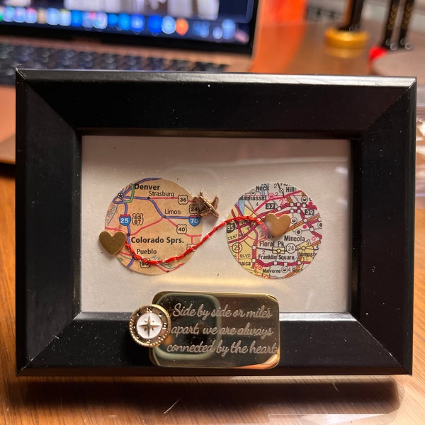 Long Distance Gift, Two Maps in One, Custom Map Gift, Maps in Frame ...