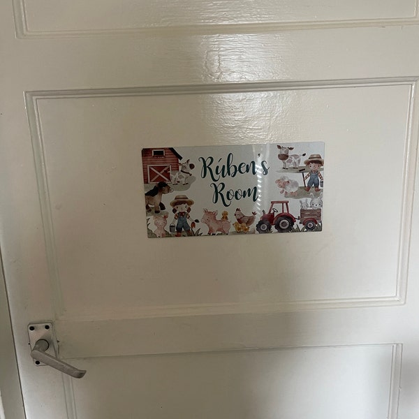 Personalised Room Sign With Childs Name - Farm Yard Animal Theme. Gloss ...