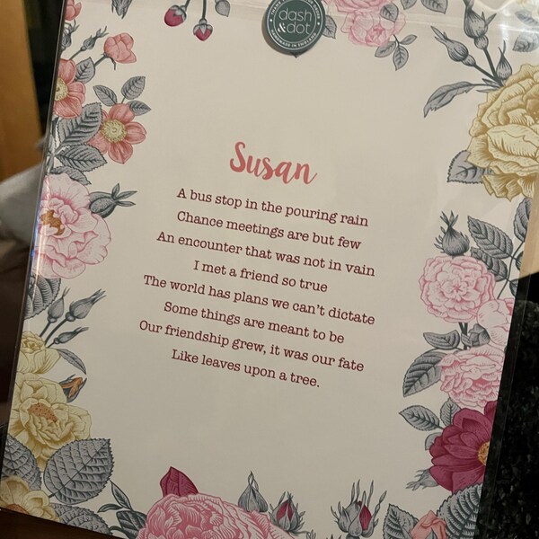 Personalised Sunflower Floral Poem Print Floral Anniversary Gift ...