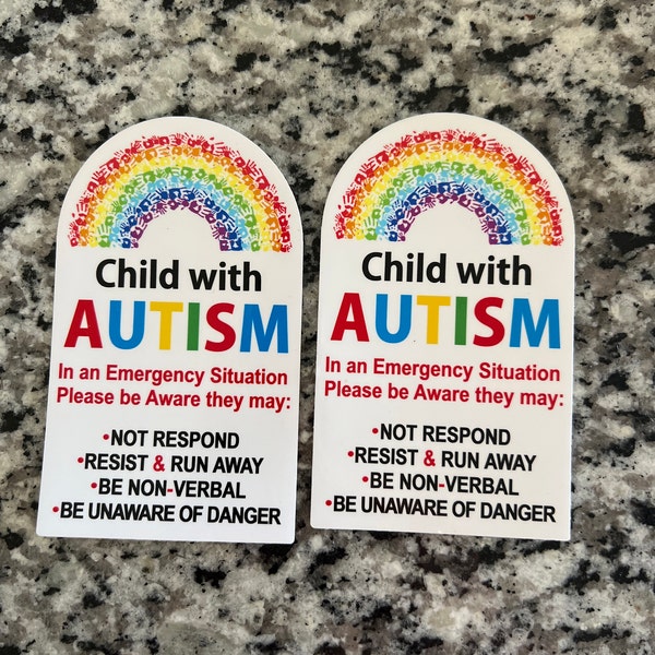Child With Autism Sticker Door Wall Window Emergency 911 Safety Alert ...