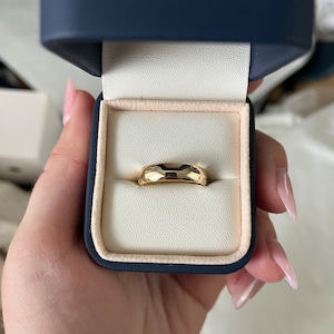 14k Solid Yellow Gold Domed Wedding Band 2mm 8mm Gold Ring Classic Dome ...