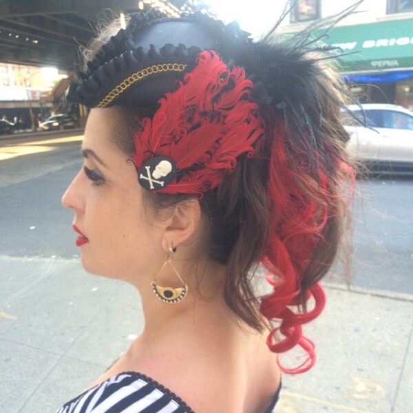 Red Fascinator, Red, Valentines Day, Skull Fascinator, Bridal,skull ...