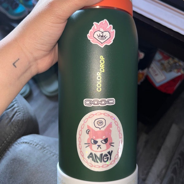 Angry Emo Cat Sticker | Holographic Cat Sticker, Waterproof, Cute Cat ...