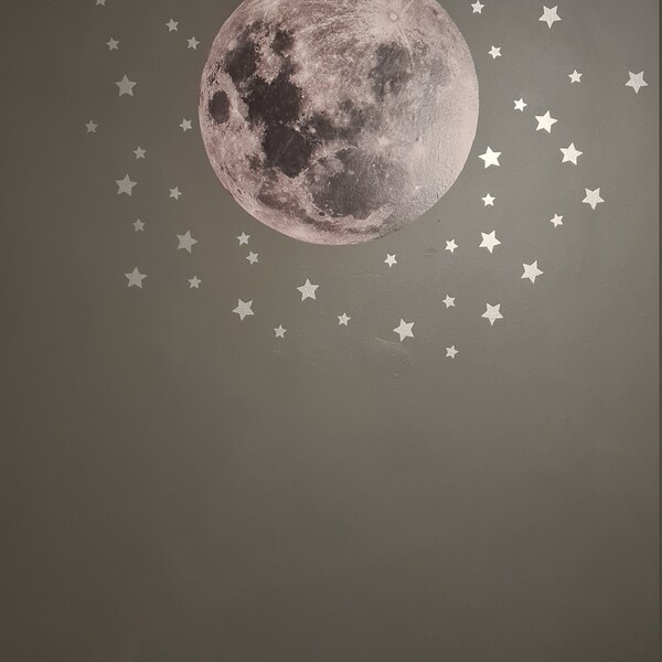Full Moon Wall Sticker, Moon Wall Sticker, Space Wall Sticker, Moon ...