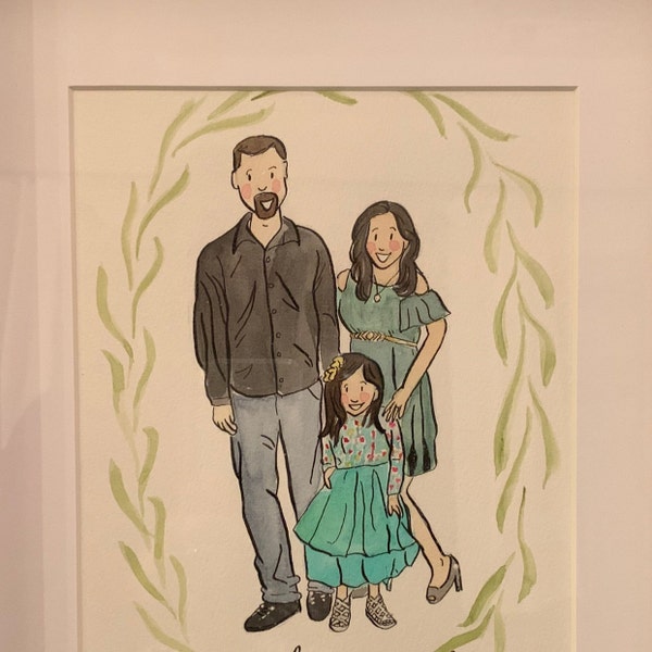 Custom Hand Painted Watercolor Family Portrait, Hand Painted Watercolor ...