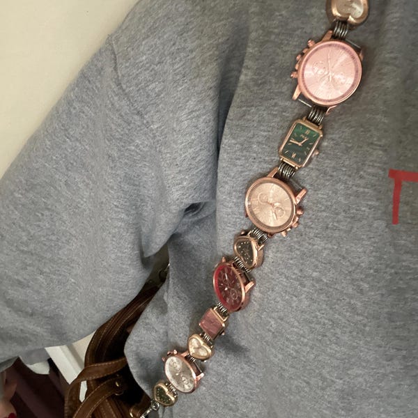 Punk Multicolor Watch Bag Strap, Trendy Clocks Metal Bag Chains, Y2K ...