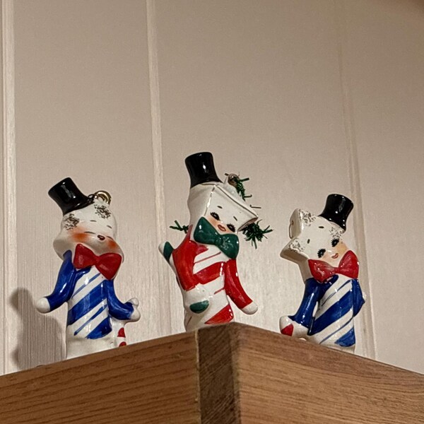 Vintage Japan Snowman Candy Holder or Planter - Jaunty Fellow Wearing ...