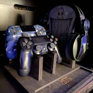 Personalized Wooden Headphones Holder and Controller Stand, Controller ...