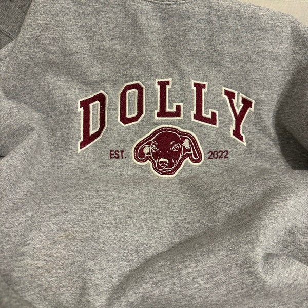 Varsity Custom Embroidered Dog Sweatshirt Custom Dog Sweater Embroider ...