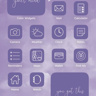 Lavender Ios App Icon Pack 300 Unique Icons in 4 Colors Each 20 Widget ...