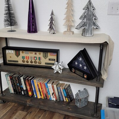 Steampunk Book Shelf, Industrial Bookcase, Wooden Book Case, Wooden ...