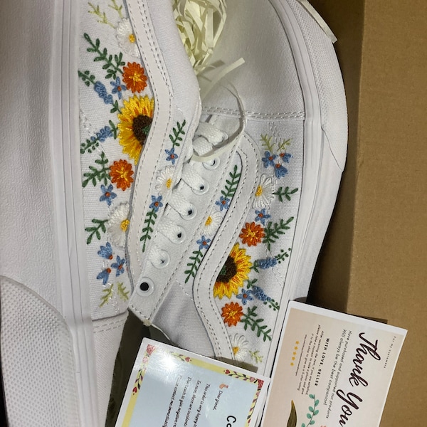 Personalized Vans/custom Vans Sunflower/embroidered Vans Colorful ...