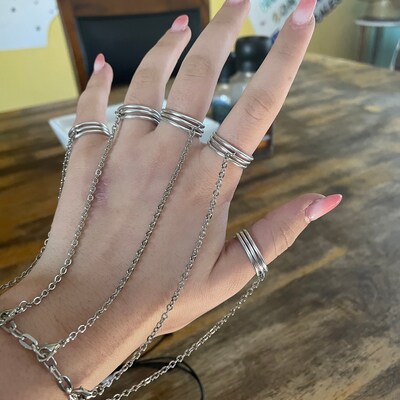 Handmade Anime Chain Bracelet and Five Finger Rings - Etsy