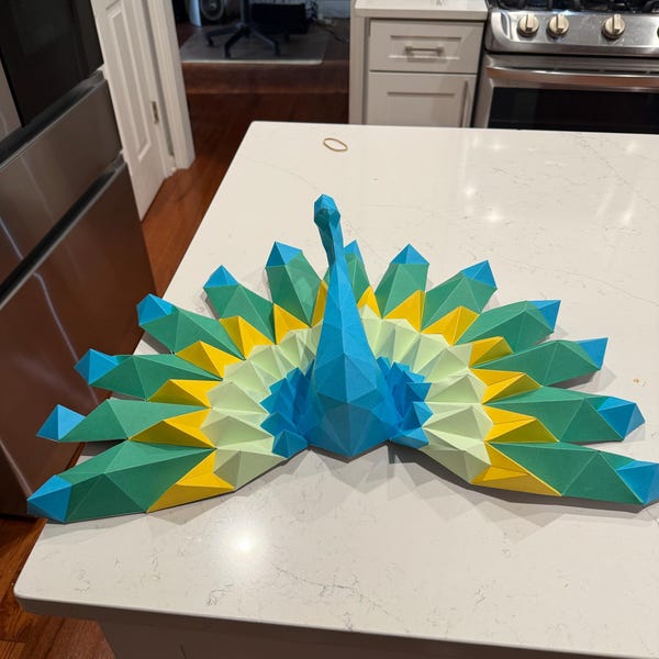 Peacock Papercraft Template: DIY Low Poly 3D Origami (PDF Template) - Etsy