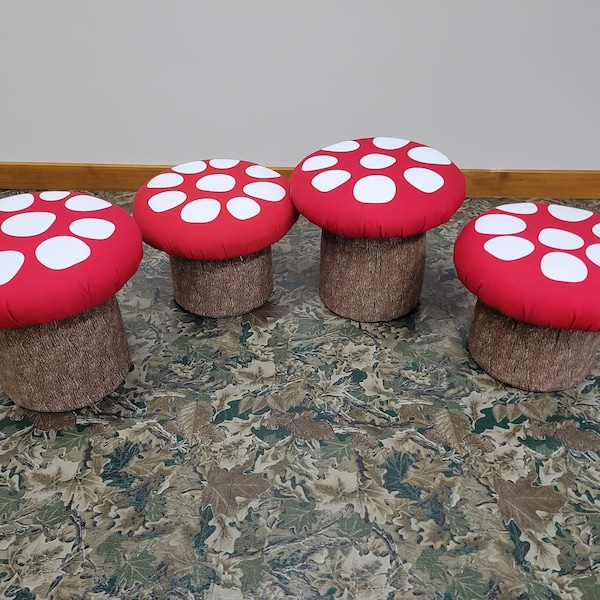 Custom Mushroom Stool Set With 4 Stools - Etsy