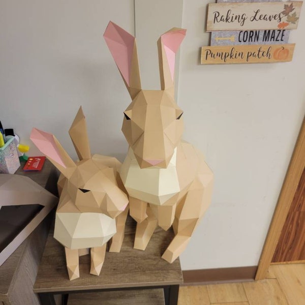 Rabbits: Digital Files for Papercraft. Printable PDF Template, DXF ...