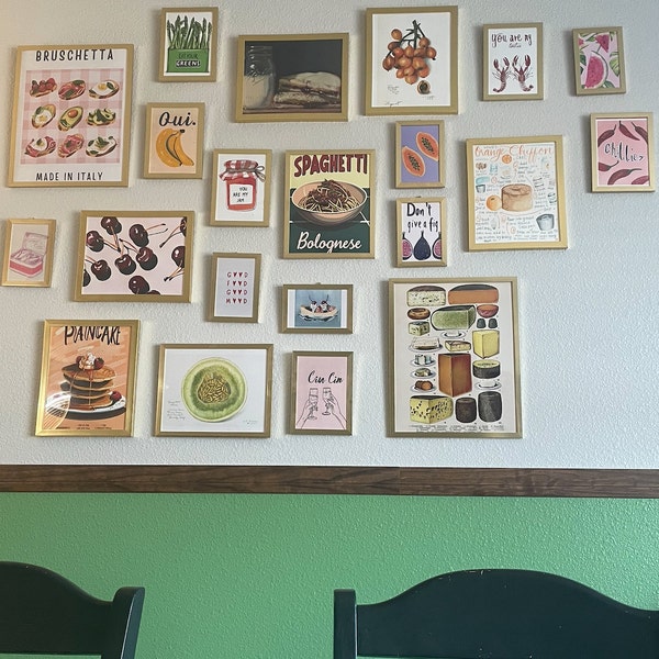 Kitchen Gallery Wall Set of 250, Kitchen Wall Art, Food Prints, Modern ...