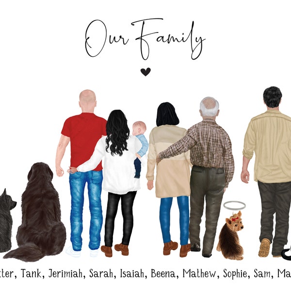 Family Print, PRINT AT HOME, Digital File, Personalised Family Portrait ...