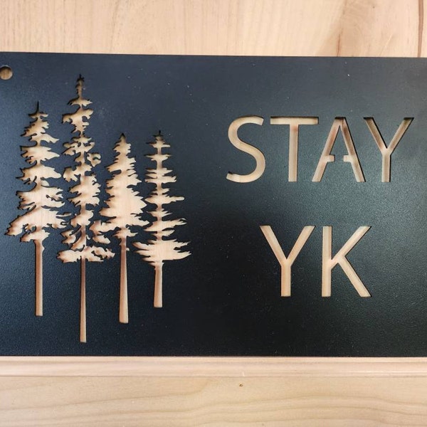 Personalized Metal Cabin Name Sign, Pine Tree Custom Metal Sign ...