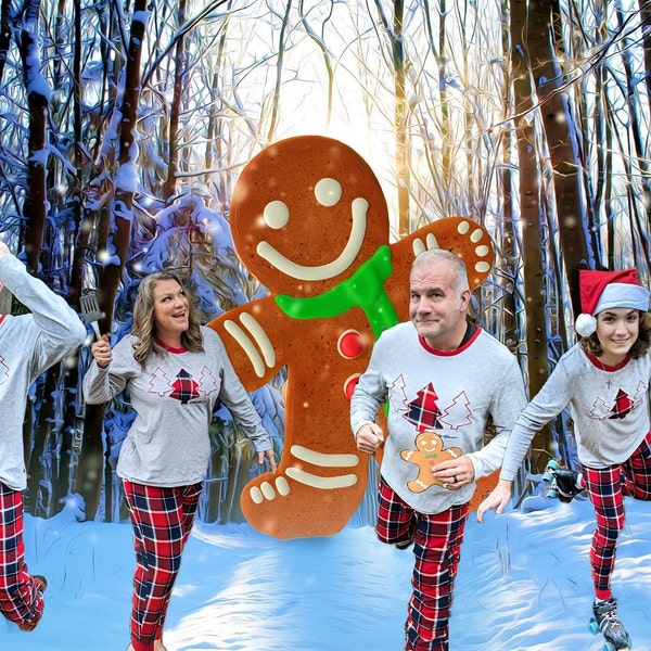 Gingerbread Man Chase Digital Backdrop/background, Can't Catch Me I'm ...