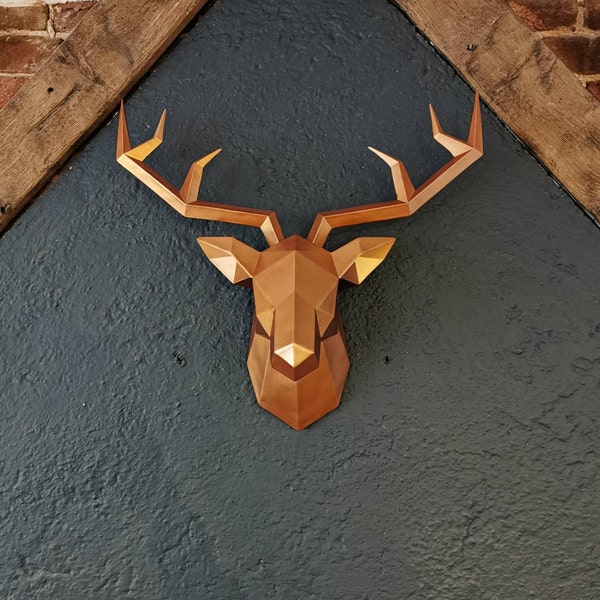 Large Chrome Stag Head | Home Decor Wall Art | Custom Sprayed | Gift ...