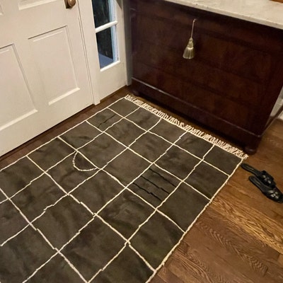 Jute Kilim Checkerboard Rug, Handmade Checker Rug, Home Decor Checkered ...