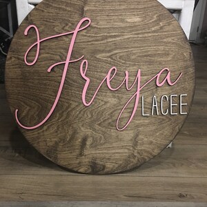 Custom Flower Name Sign floral Nursery Round Sign Child | Etsy